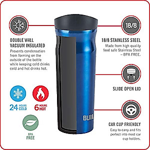 BUILT 20 Ounce Tiltseal Rise Double Wall Stainless Steel Bottle Aqua 5253194