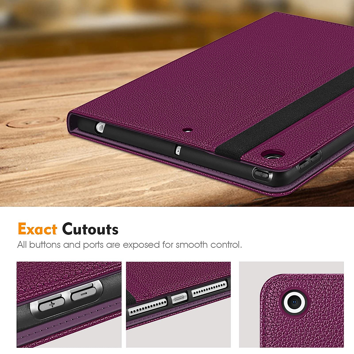 Fintie Folio Case for iPad 9th / 8th / 7th Generation (2021/2020/2019) 10.2 Inch - Multi-Angle Viewing Soft TPU Smart Stand Back Cover with Pocket, Pencil Holder, Auto Sleep/Wake, Purple
