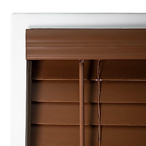 DEZ FURNISHINGS Cordless 2" Faux Wood Blind, 34" W x 48" H, Dark Oak