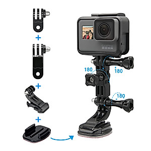 Haoyou Helmet Sticky Attachment Kit Compatible with Gopro Hero 12 11 10 9 8 7 Helmet Adhesive Mounts Extension Accessories（15 in 1）