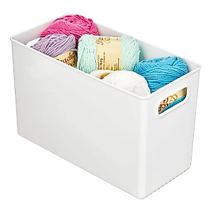 mDesign Plastic Storage Organizer Bin for Household Organization in Cabinets, Closets, or inside any Cubby Storage Organizer, Holds Craft Supplies, Linens, or Toys, Ligne Collection, 8 Pack, White