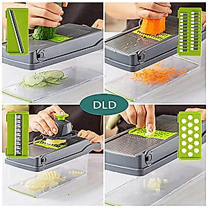 DLD Mandoline Slicer, Vegetable Chopper, Pro Food Chopper Vegetable Cutter and Dicers, Onion Chopper with Container, Vegetable Slicer and Chopper for - 8 Blades 1xCutting gloves
