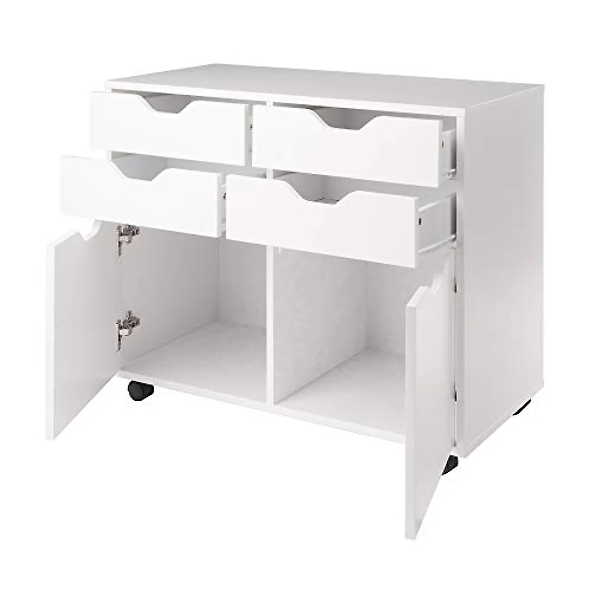 Winsome Halifax Storage Mobile Cabinets, 2 Doors, 4 Drawers, for Home Office, White