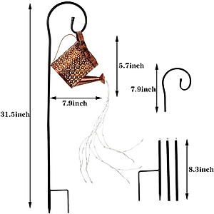 Watering Can with Lights, Solar Lantern with Bracket Outdoor Hanging Waterproof, Decorative Retro Metal Lights for Table Patio Yard Pathway Walkway (1pcs)