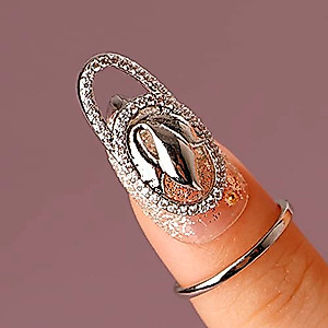 Rumtock Statement Fingernail Ring Punk Finger Tip Manicure 18K Plated Silver Kunckle Ring for Women Girls