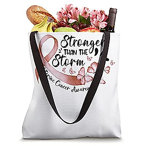 ZqxP Butterfly Peach Ribbon Uterine Cancer Awareness Tote Bag