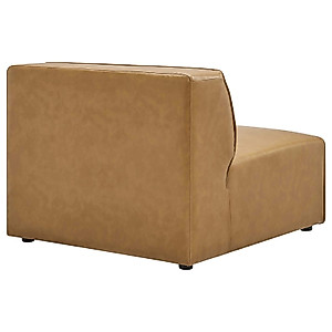 Modway Mingle Vegan Leather Sectional Sofa Armless Chair in Tan