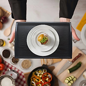 Solid Wood Serving Tray, Rectangle with Handle Hole Non-Slip Tea Coffee Snack Plate Food Meals Serving Tray with Raised Edges for Home Kitchen Restaurant(14.2 inchx9.1 inchx1.4inch)