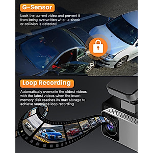 SUVCON 4K Dash Cam Front and Rear, Dual Dash Camera for Cars 4K+1080P Dashboard Car Camera Built-in Wi-Fi GPS, 24H Parking Monitor, Night Vision, Loop Recording, WDR, 170° Wide Angle, Free 32GB Card