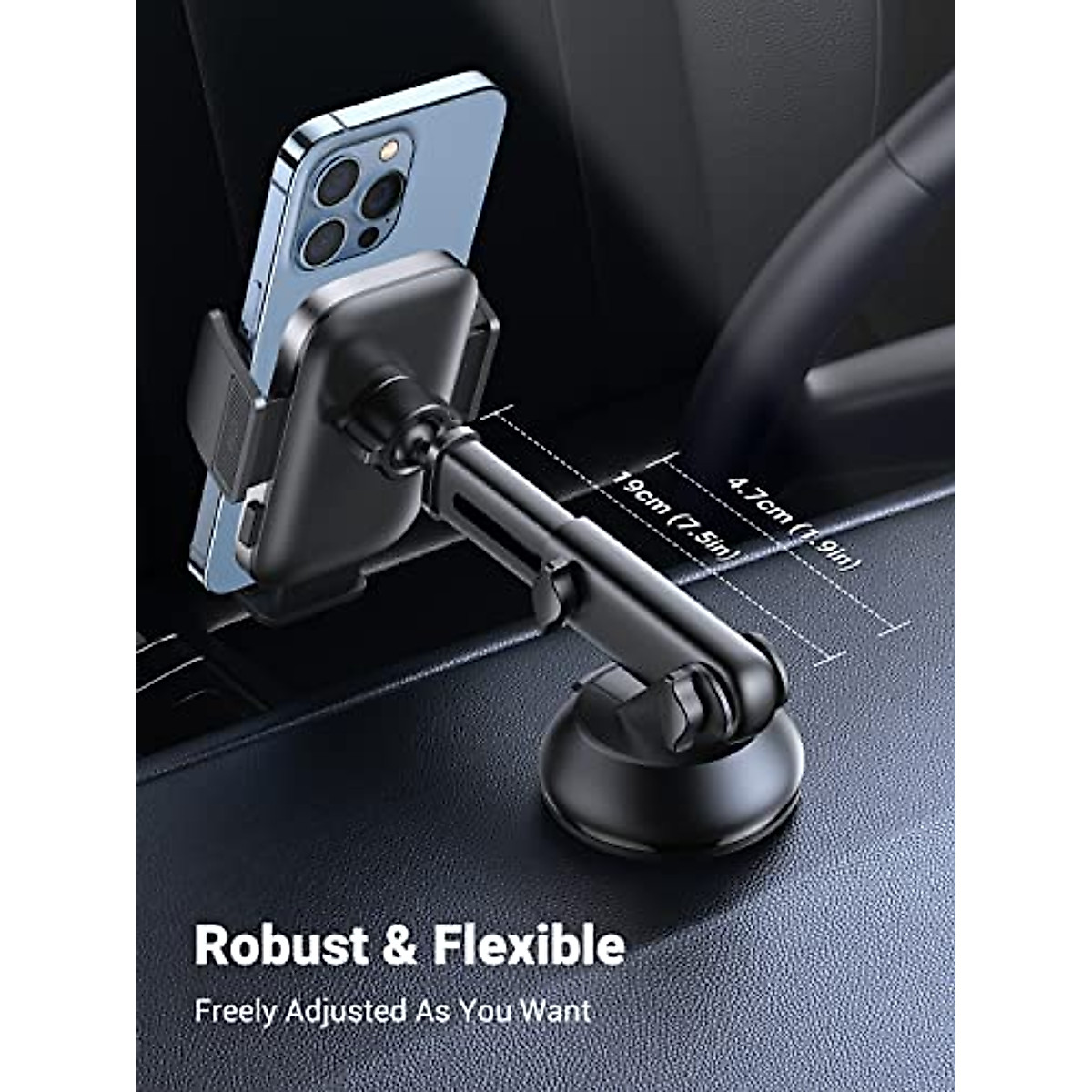 UGREEN Car Phone Holder Mount for Dashboard Windshield Air Vent 3 in 1 Universal Cell Phone Holder for Car Accessories Cradle Compatible with iPhone 14 13 12 11 Pro Max Smartphone, Strong Suction Cup