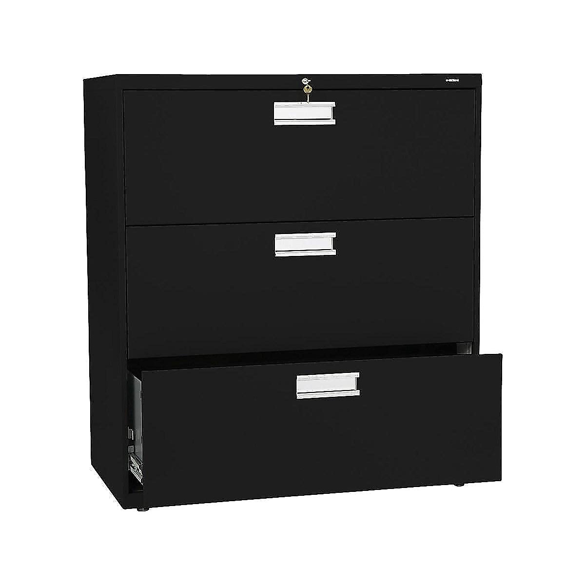 HON 600 Series Three-Drawer Lateral File, 36w x 19-1/4d, Charcoal