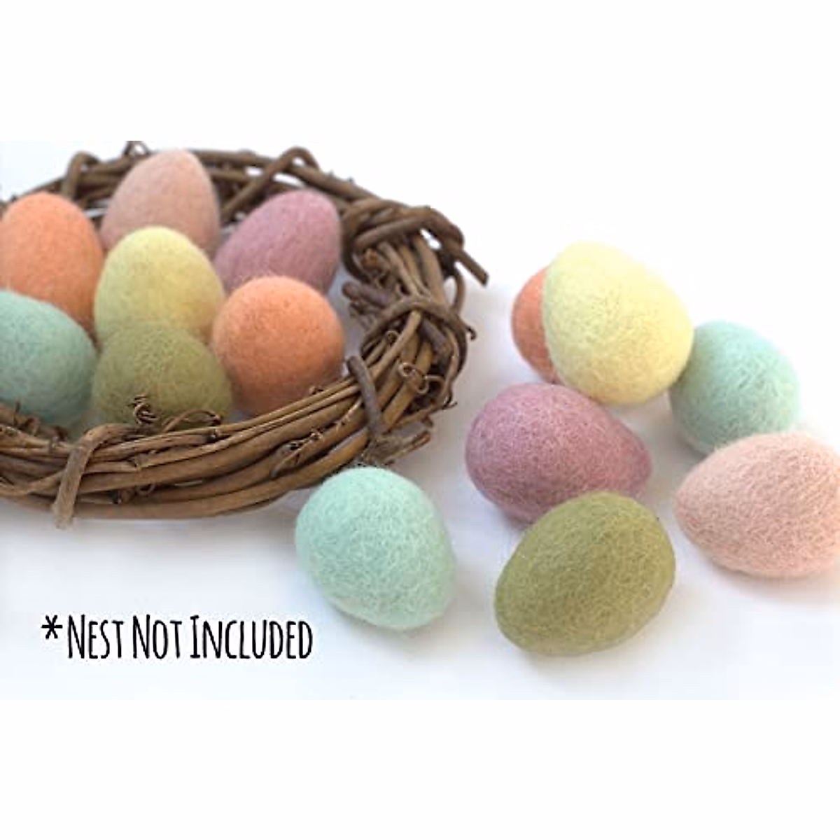 Felted Easter Eggs- SET OF 6 or 12- Wool Felt Easter Eggs for Spring- Pastel, Decor, Crafts- Each egg approx. 1.75-2" Tall