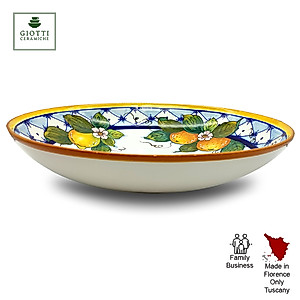 X Large Ceramic Bowl for Kitchen - Italian dinnerware pasta bowl - Platter serving tray - Hand painted Tuscan pottery bowls - Made in Italy plates set - Ceramics salad tuscan soul pottery