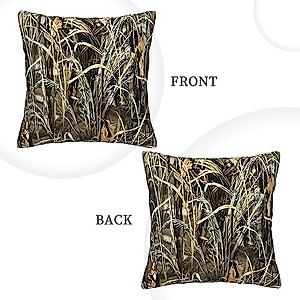 DEHIWI Camo Yellow & Green Throw Pillow Covers Super Soft Morden Decorative Pillows Case Invisible Zipper Cushion Cover for Sofa Couch Bedroom Living Room 16"X16"