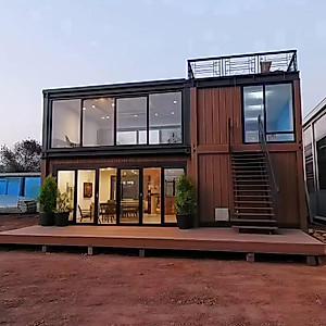 Double Story Modern Modular prefab Tiny Home House for Adults to Live in, prefabricated House Shipping Container Home Water Resistant Fully Customizable Color, prefab Expandable House