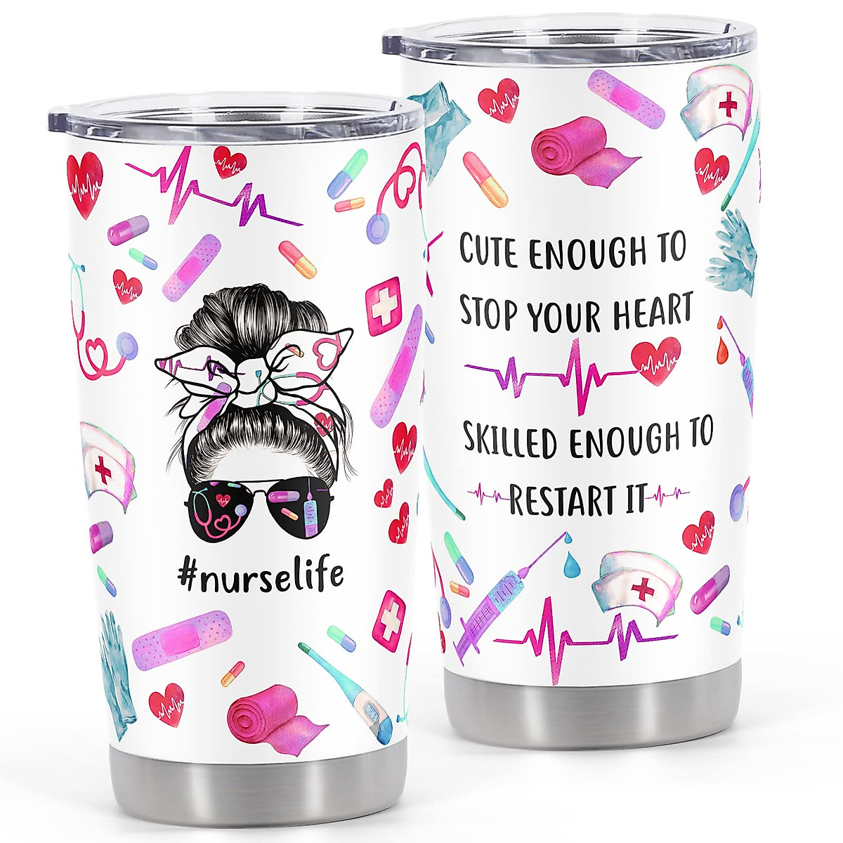 Nurse Gifts, Appreciation Nurse Gifts, Funny Nurse's Day Gifts, Nurse Tumbler for Nurses Week, Birthday, Appreciation, Christmas, Medical School Graduation Gift 20 oz Nurse Travel Tumbler