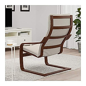 IKEA Poang Armchair, Polyester, Medium Brown Knisa Light Beige 392.408.10