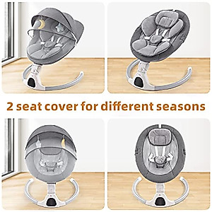Baby Swings for Infants, Electric Portable Baby Swing for Newborn Baby, Bluetooth Touch Screen/Remote Control Timing Function 5 Swing Speeds 3 Seat Positions Baby Bouncer for Boy Girl Gray