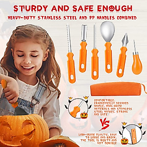 Dolirapa Mural Wall Art Pumpkin Carving Kit with Pack - 6 PCS Professional Carving Tools Jack O Lantern Party Stainless Steel Pumpkin Knife Cutting Tool Set,With Thick Handbag