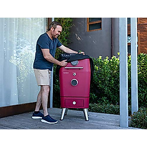 Everdure Grill Cover for 4K Charcoal Grill & Smoker, Long Cover with UV Protection and Drawstring Closure, Waterproof Lining and 4 Season BBQ Grill Protection, Black, 29.7”L x 16.6”W x 42”H