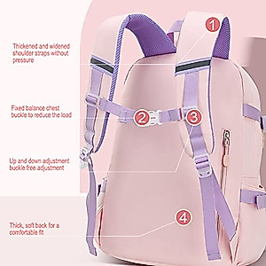 JEKAVA Kawaii Kids Backpack Cute School Bookbag for Girls Quicksand Middle School Students Rucksack Waterproof Large Capacity (Purple, Big)