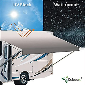 Dulepax RV Awning Fabric Replacement(16'2" Fabric) Heavy Duty 16 oz Vinyl Fabric -Camper Awning Replacement Universal Replacement RV Awnings for All Awning Brands-Senior Fade Grey