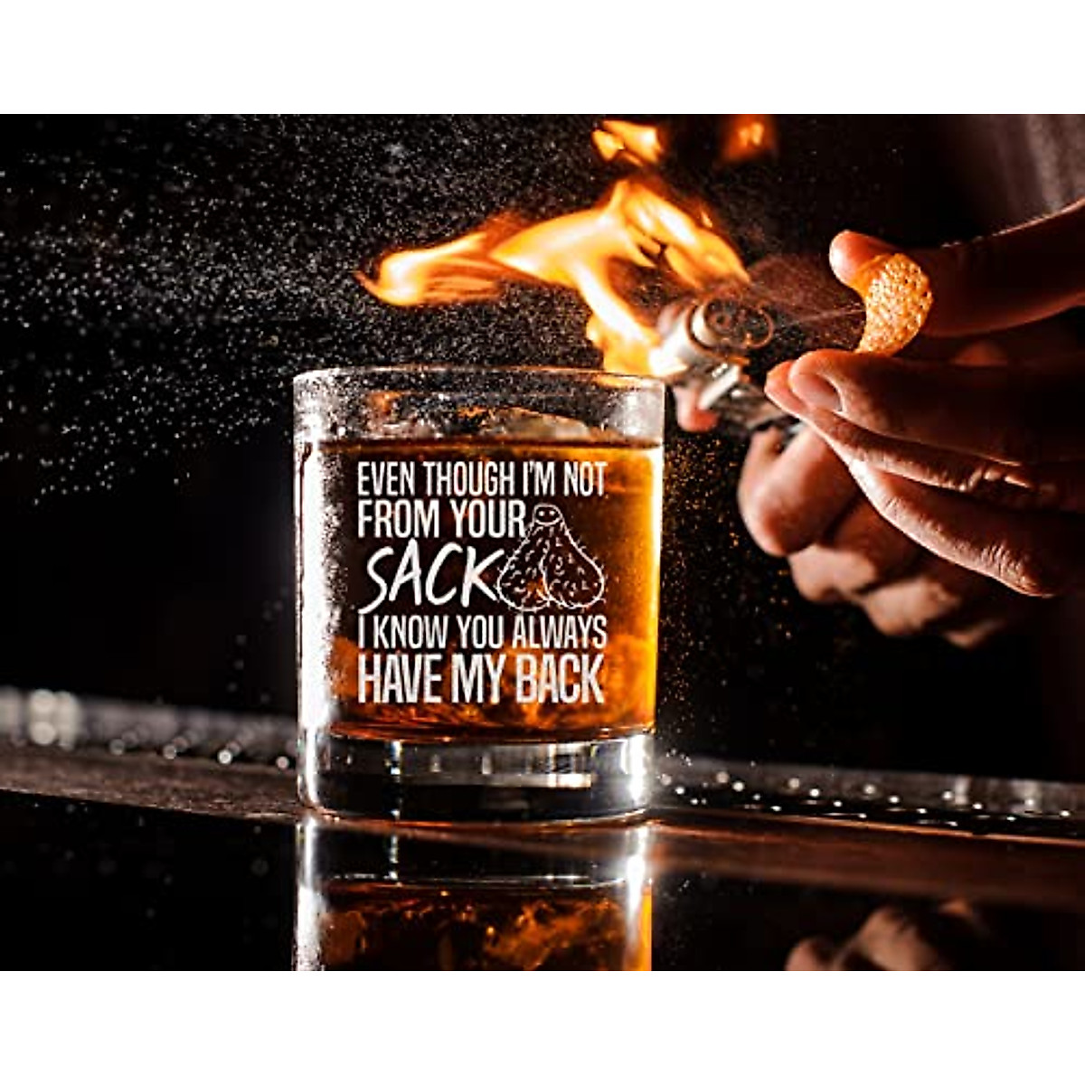 CARVELITA I Know You Always Have My Back Whiskey Glass - 11oz Old Fashion Bourbon Rocks Glass - Bonus Dad Gifts - Step Dad Gifts - Birthday Gifts For Stepdad - Stepdad Gifts - Sarcastic Gifts