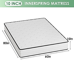 PayLessHere 10 Inch Innerspring Queen Mattress Medium Firm Hybrid Mattress with Removable Cover CertiPUR-US Certified Bed-in-a-Box Pressure Relief Foam Mattress,White