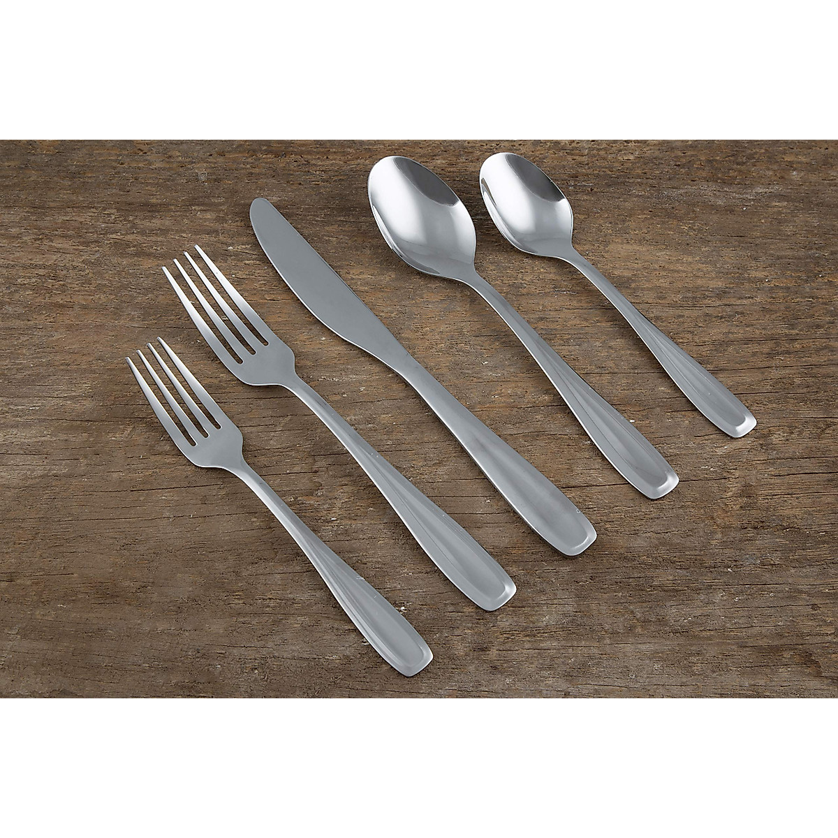 Cambridge Silversmiths Waylen Mirror 40-Piece with Rustic Bronze Buffet Flatware Set