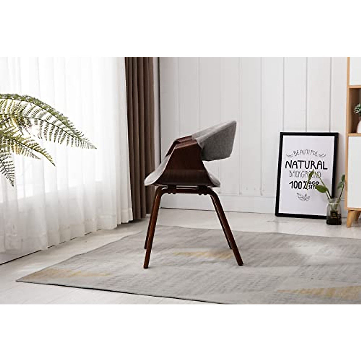 Vanity Art Mid-Century Style Butterfly Dining Chair and Walnut Wood Finish (Gray) UC-7G