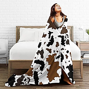Artfuy Cow Print Blanket Microfiber Fleece Throw Blanket Lightweight Soft Cozy Sherpa Plush Bed Blankets for Bed Chair Sofa Couch Bedroom 40"X50"