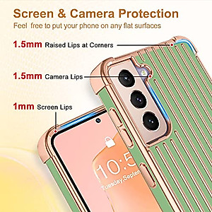 PTUONIU Kickstand Case for Samsung Galaxy S21+ Plus, [Two-Way Stand] [Reinforced Drop Protection] [Anti-Scratch] Slim Shockproof Stand Case with Camera Protector+Strap for Samsung S21+ Plus-Green