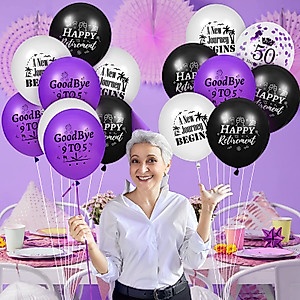 40 PCS Purple Retirement Decoration Balloons, Purple and Black Latex Balloons for Women Men Female Friends Happy Retirement Theme Party Office Farewell Indoor Outdoor Party Supplies, 12 Inch