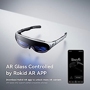 Rokid Air AR Glasses, Myopia Friendly Pocket-Sized Yet Massive 120"" Screen with 1080P OLED Dual Display, 43°FoV, 55PPD