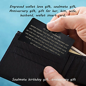 Engraved Wallet Love Note,Metal Wallet Card Gift for Men,Anniversary Gifts for Him,10th Anniversary Gift,Gift for Wife,Boyfriend Gift,Anniversary Cards for Husband,Birthday Gifts for Men