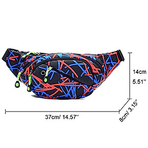 Fanny Pack Fashion Waist Chest Bag Adjustable Belt Chest Shoulder Pack Casual Bag Bum Bags Hip Pouch for Women Men Running Hiking Fitness Cycling Beach Travel Concert Festival (Black)