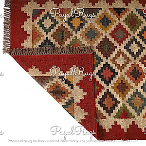 Handmade Jute Area Rug for Bedroom Living Room, Hallway Custom Size, Multicolor Boho Kilim Rug (8x10 feet)