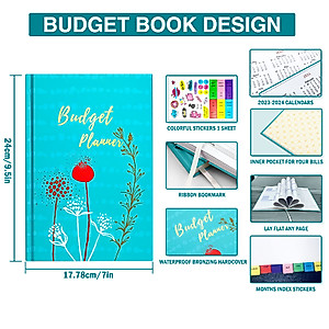 Budget Planner, Monthly Accounts Book and Bill Tracker, Undated Financial Organizer, Expense Tracker Notebook with Storage Pocket, Manage Optimize Your Finance, 7" x 10"