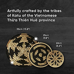 FINECRAFT Wall Basket Decor -Boho Basket for Farmhouse, Living Room, Bedroom-Unique Natural Bohemian Decoration Gift Set of 3 (Pack of 3 Wall baskets)