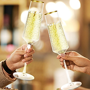 Christmas Mr and Mrs Wedding Champagne Flutes with Long Stem,Bride and Groom Toasting Glass Set of 2, Bridal Shower Gift Unique for Wedding, Anniversary, Wifey Gifts, Engagement Gifts for Couples