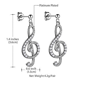 Beautlace Women's Musical Note Stud Earrings Silver Plated Treble Clef Music Note Earring Jewelry Gifts for Music Lover KE0027W