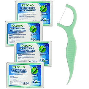 Dental Floss Picks Extra Strong Flosser Pick Toothpicks Fresh Mint 200 Count