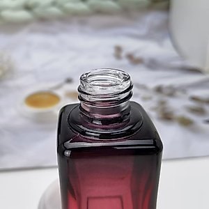 COSIDEA 6pcs Empty gradient Red Square 30ml / 1oz Glass dropper bottle for Serum essence oil bottles container packing