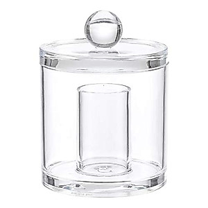 Jupley Premium Quality Bathroom Accessory Acrylic Set - Qtip Dispenser, Cotton Tips, Cotton Balls, Cotton Pads, Make-up Sponge Holder