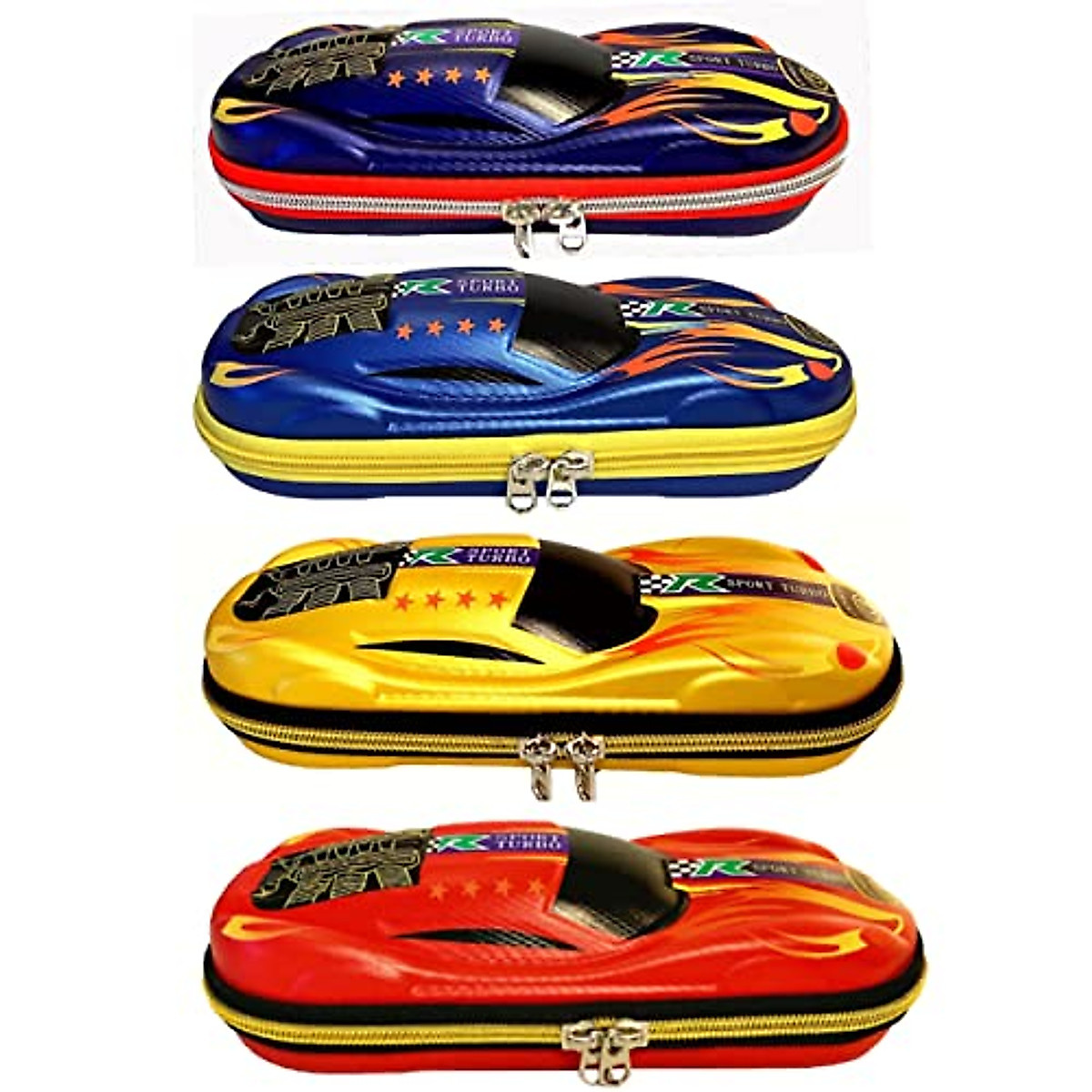 CB Cool Sports Car Pencil Case, Pencil Box for Kids Students Car Lovers, EVA Material Hard-Shell Zipper Case, Big Capacity, Fun Design (Red), 9.13 x 4.41 x 2.4 Inches