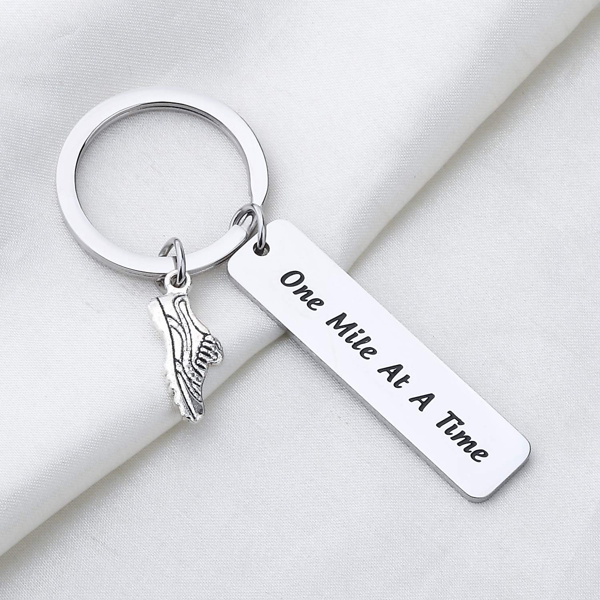 FOTAP Runner Gift One Mile At A Time keychain Runner jewelry Run Gift Marathon Jewelry Runner keychain Marathon gift(One Mile Key)