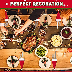 30PCS Mini Christmas Hats Christmas Party Table Cutlery Decorations for Brunch Decorations, Silverware Holder, Candy Cane Christmas Decor Holiday Table Dinnerware Decoration Mini Santa Hats
