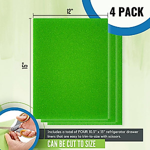 Dualplex® Fruit & Veggie Life Extender Liner for Fridge Refrigerator Drawers, 12 x 15 Inches, 4 Pack Includes 2 Yellow 2 Green – Extends The Life of Your Produce Stays Fresh & Prevents Spoilage
