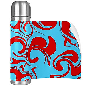 Stainless Steel Leather Vacuum Insulated Mug Crazy Colors Thermos Water Bottle for Hot and Cold Drinks Kids Adults 16 Oz