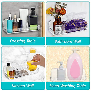 Sibba 2Pcs Acrylic Wall Mount Organizer, Adhesive Shelf with Self-Adhesive Tape, Bathroom Shelves for Wall, No Drilling Hang Walls Shower caddy for Bathroom, Kitchen, Living Room